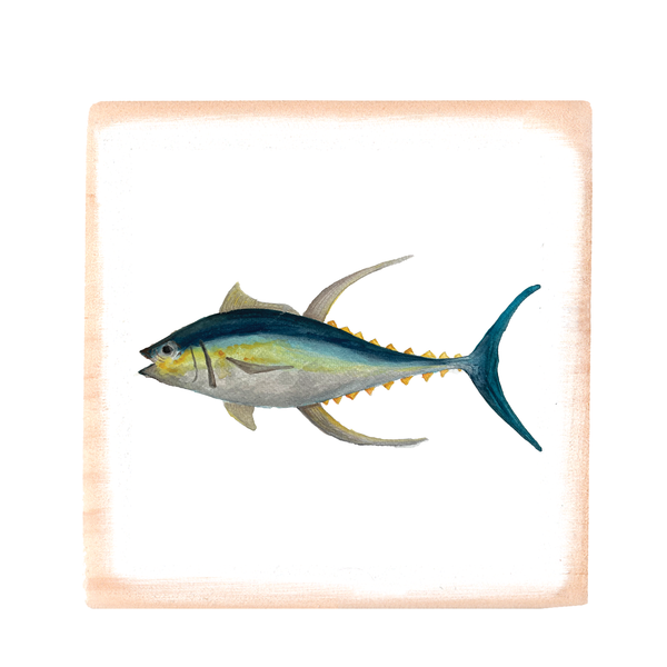yellowfin tuna square wood block - Tina Labadini Designs